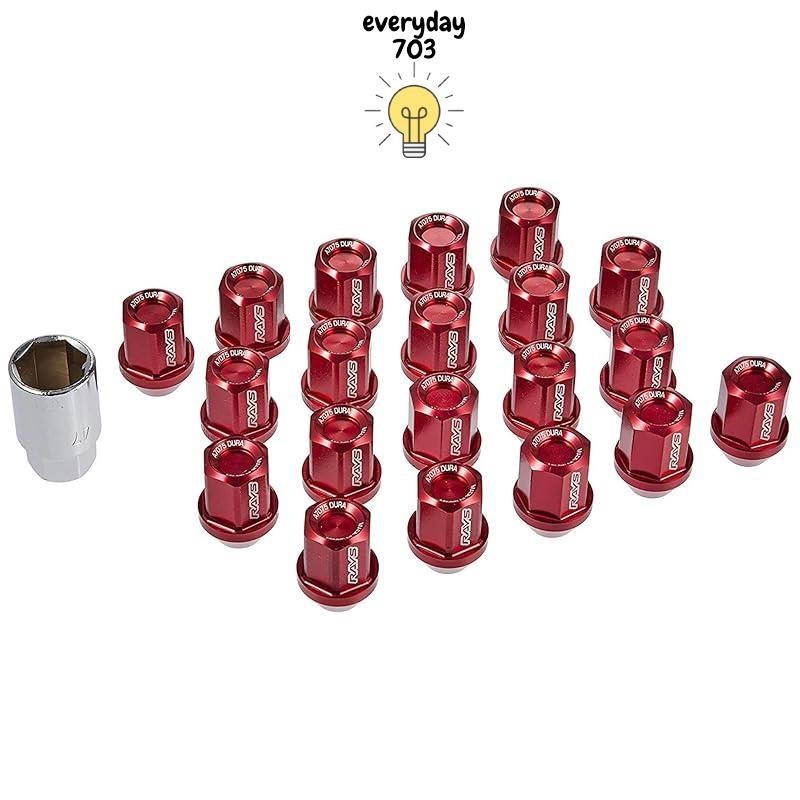 RAYS Duralumin Lock & Nut Set for L32 5H M12X1.25 Red Anodized ...