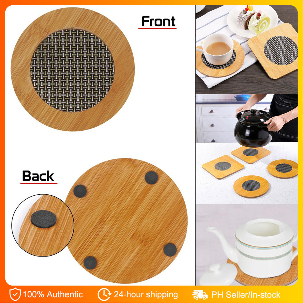 Wooden Heat Pad Heat Insulation Table Mat Coaster Anti-Slip Pot Holder ...