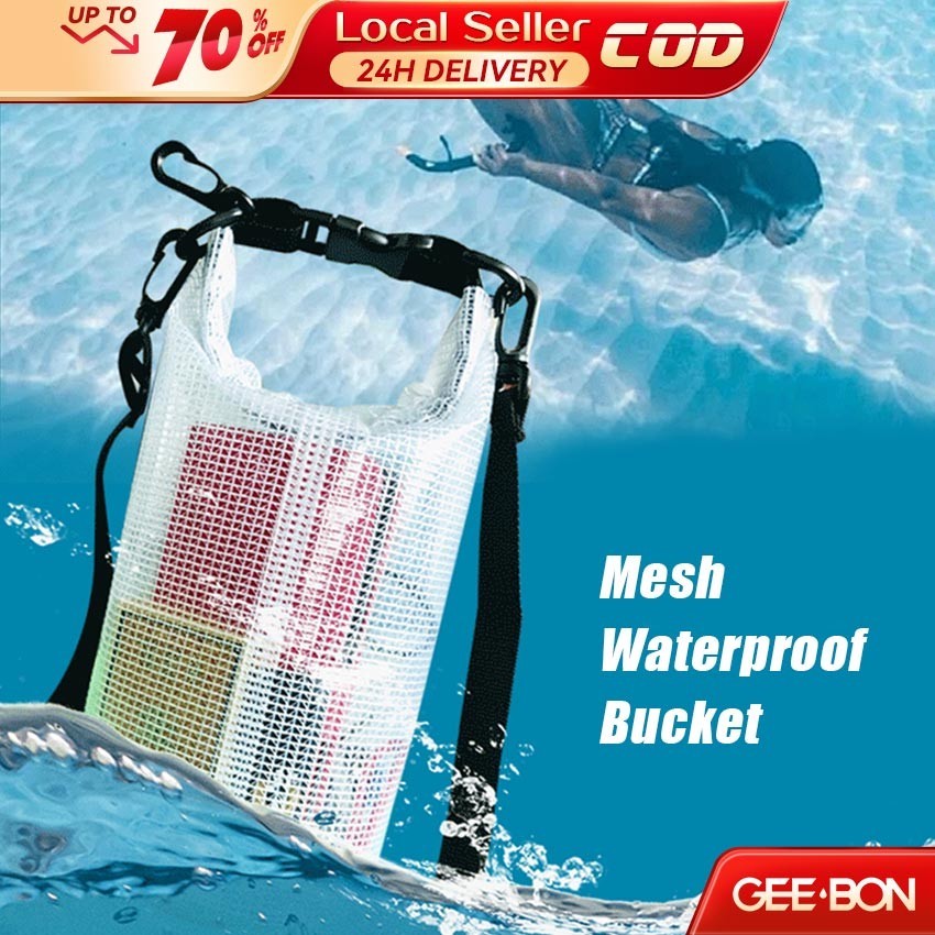 GEEBON 2L Transparent Dry Bag Waterproof Bucket Bag Sling Shoulder PVC ...