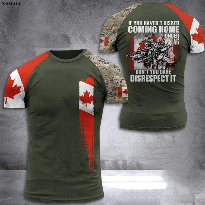 3D Canada Camouflage Print T Shirt For Men ARMY VETERAN Combat Military ...