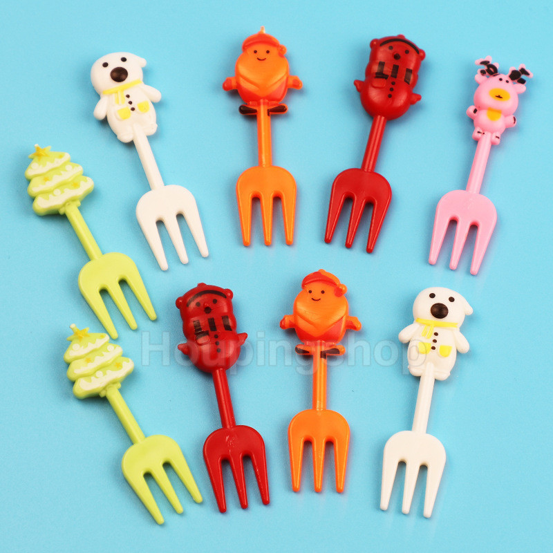 6/8/10 mini cartoon animal fruit forks toothpicks cute duck frog ...