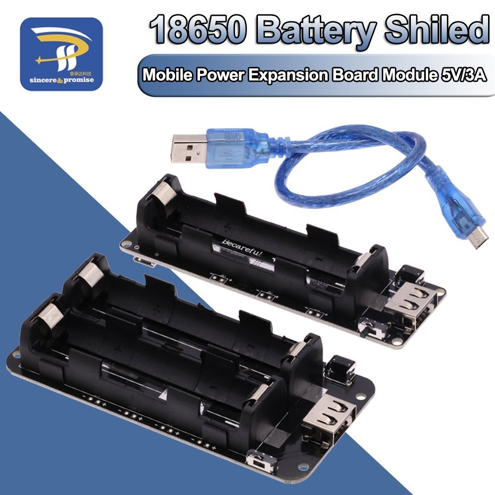 RQ+Dual 18650 Lithium Battery Shield V3/V8 Power Bank 1 Way Charging ...