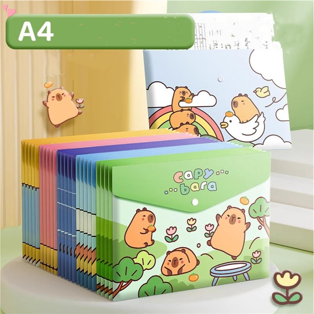 Fashion 5Pcs Cartoon A4 File Folder Cute Capybara Panda File Bag ...