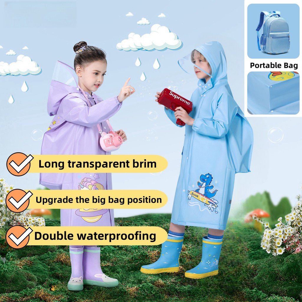 Raincoat for Kids Waterproof Extendable Backpack Night Eeflective Strip ...