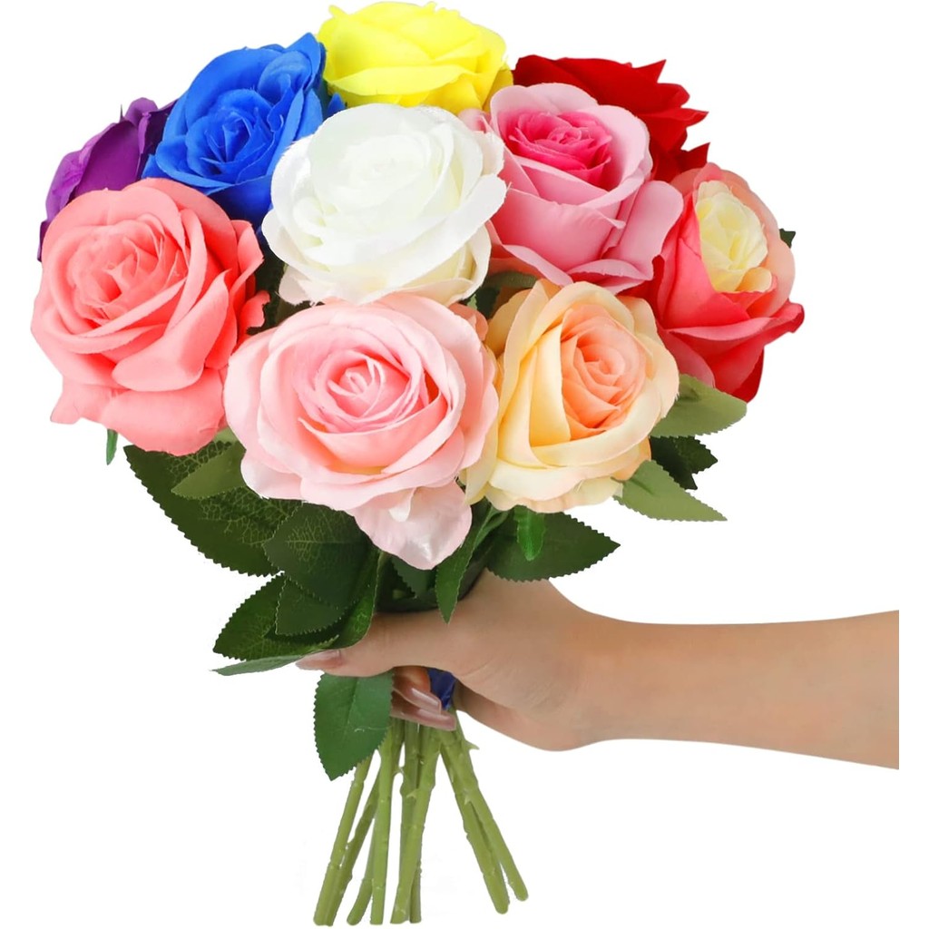 12 - Piece Long - Stem (30CM) Artificial Flower Bouquets: Realistic ...