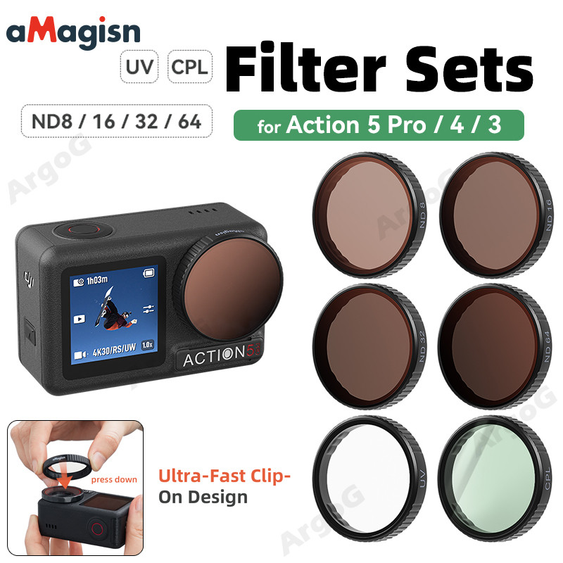 aMagisn Lens Filter Kit for DJI Osmo Action 5 Pro/4/3 UV ND Filter & CPL Polarizing Lens Set ...