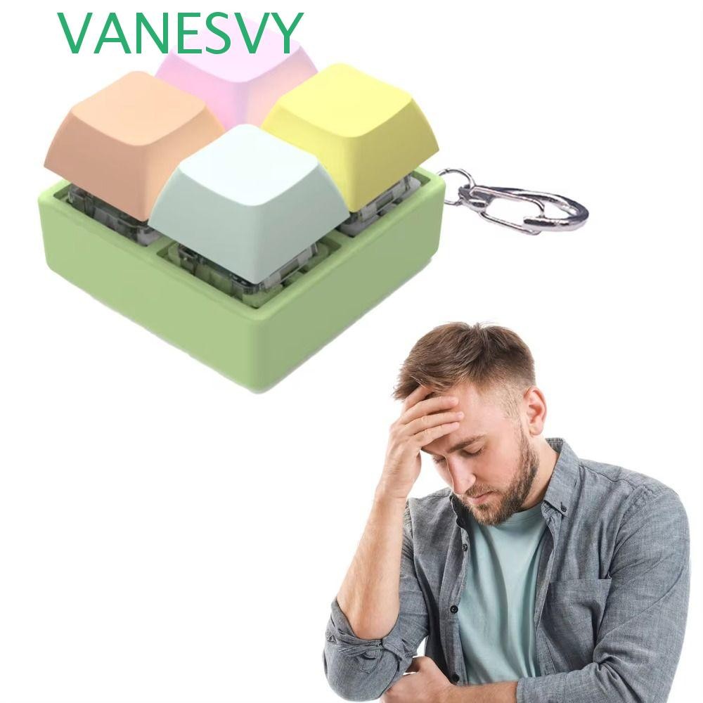 VANESVY Keyboard Keychain, 4-button Square Keyboard Caps Toy, Novelty ...