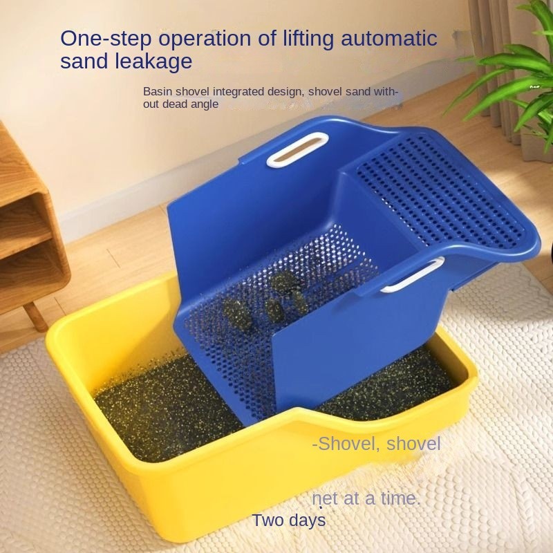 Oversized Litter Box Semi-Closed Open Lazy Cat Toilet Splash-Proof Cat ...