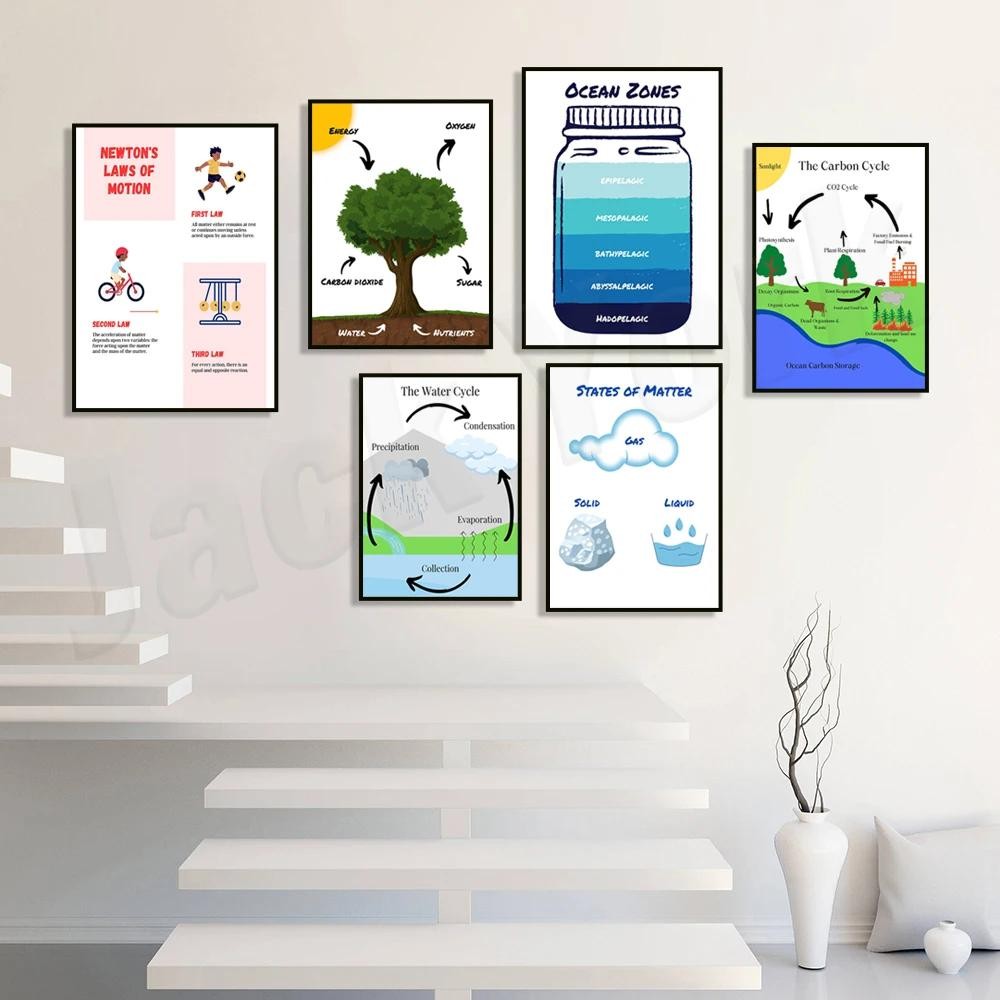 Educational Posters Carbon Cycle Photosynthesis States of Matter Ocean ...