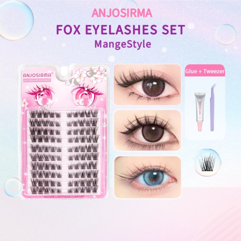 ANJOSIRMA Foxy Eyes Diy Eyelashes Extensions Set Glue & tweezers 8-16mm ...