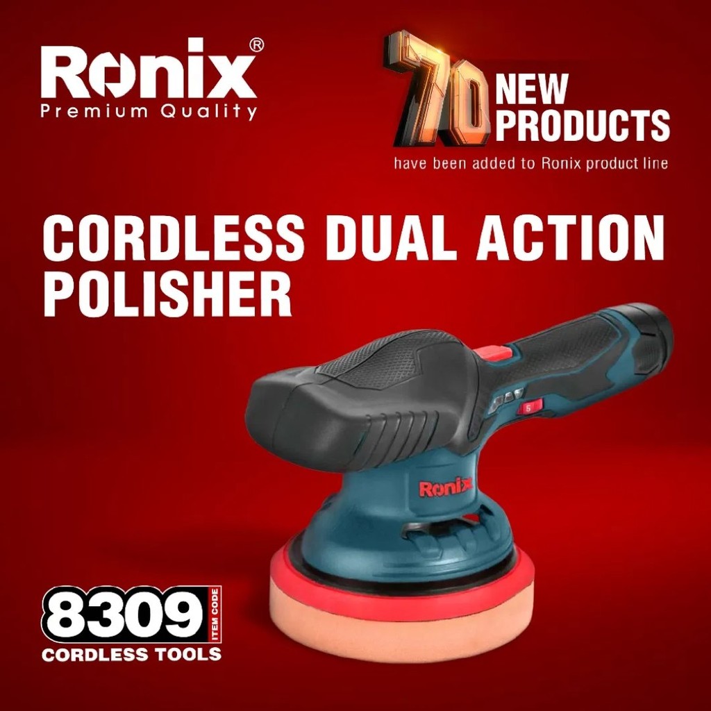 Ronix 8309 Cordless Dual Action Polisher - 12V 2000mAh Li-ion Battery ...