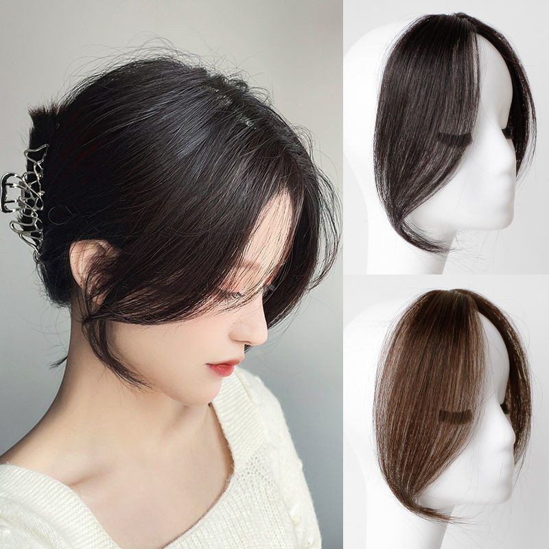 2PCS/set bangs wig extensions, center split slanted bangs, natural and ...