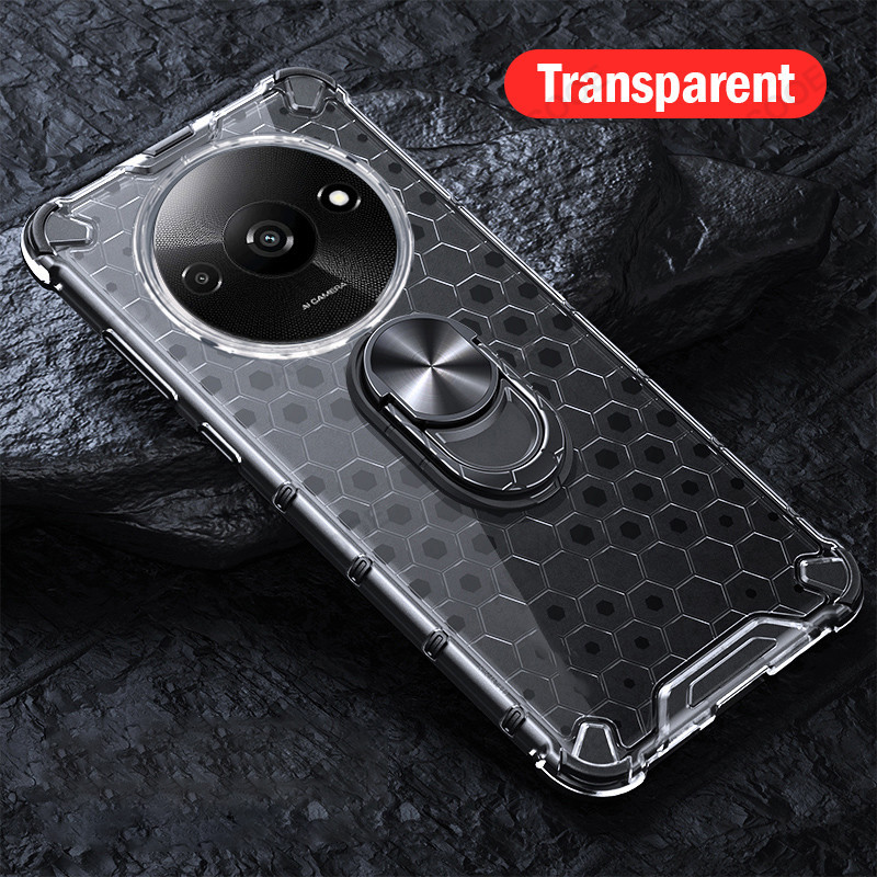 Magnetic Ring Holder Honeycomb Case for Redmi A3 2024 Redmi 13C Clear ...
