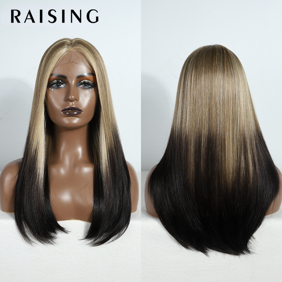 RAISING Wig Straight Baby Hair Bob Wig Synthetic Hair Wig 20 Inch ...