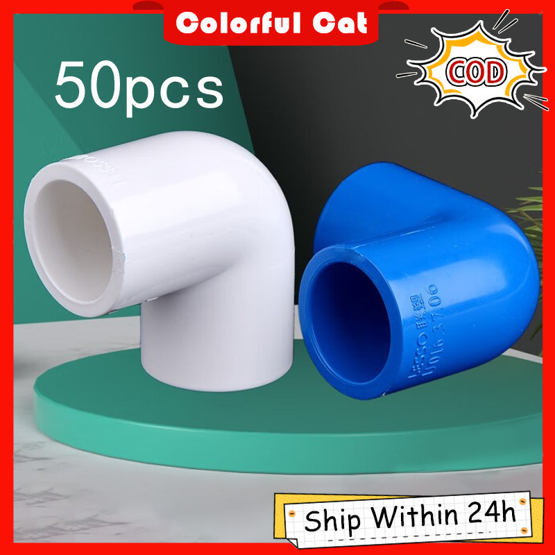 50Pcs 20mm PVC Elbow 90 Degrees Blue and White Fitting Elbow 1/2 ...