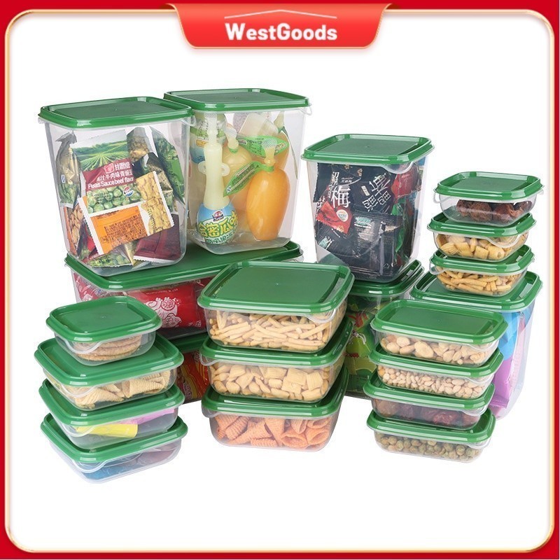 WG 17-In-1 Food Container Set Kitchen Microwave-Safe Plastic Stackable ...