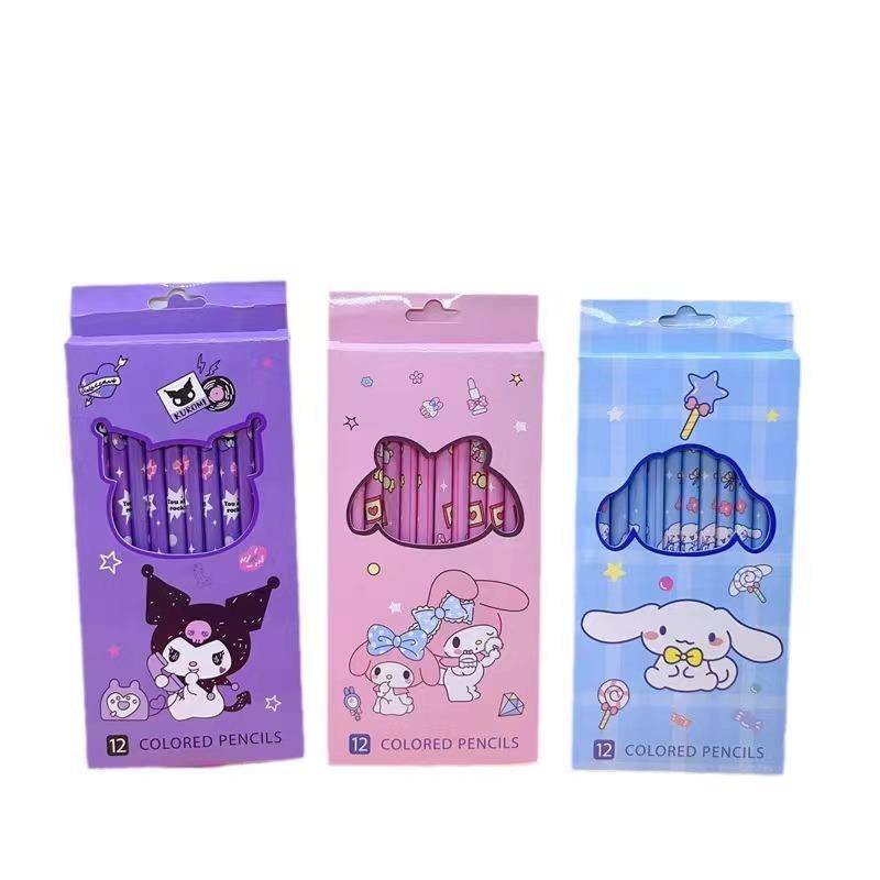 12Pcs/Set New Sanrio Mymelody Kuromi Cinnamoroll Wooden Pencils Non ...
