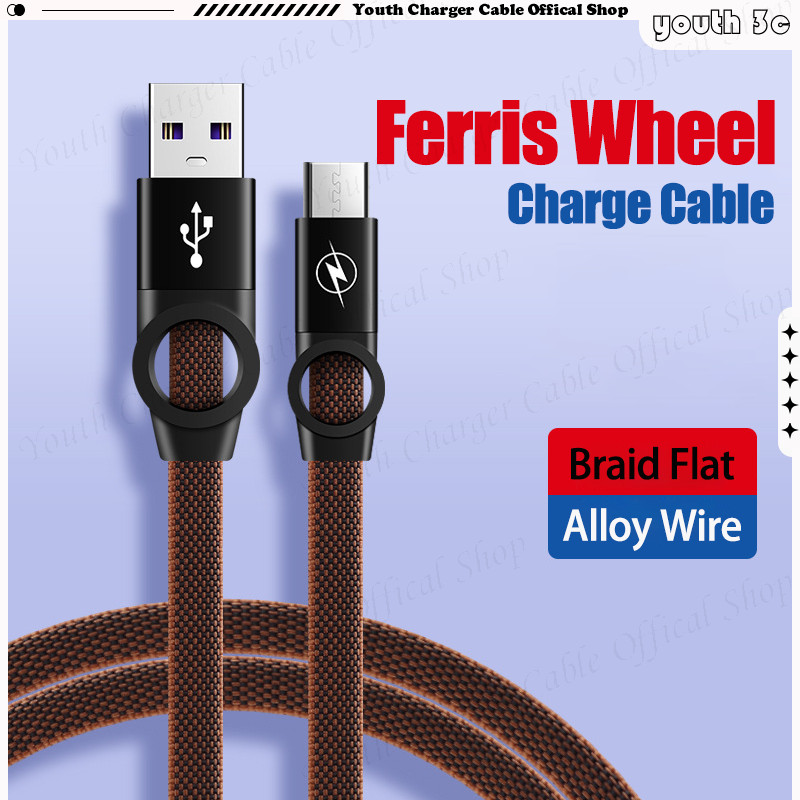 Ferris Wheel Charging Cable For ios Micro Type C Braided Flat Fast ...