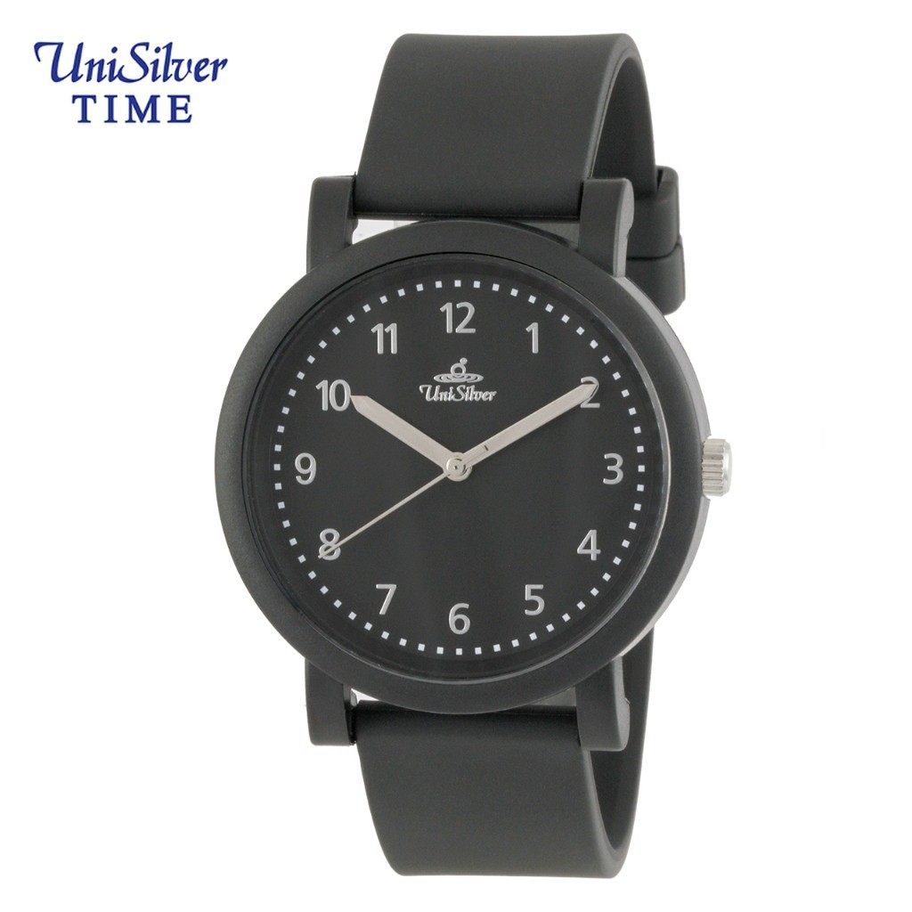 UniSilver TIME DUSK PATROL Men's Large Analog Silver/Black Rubber ...