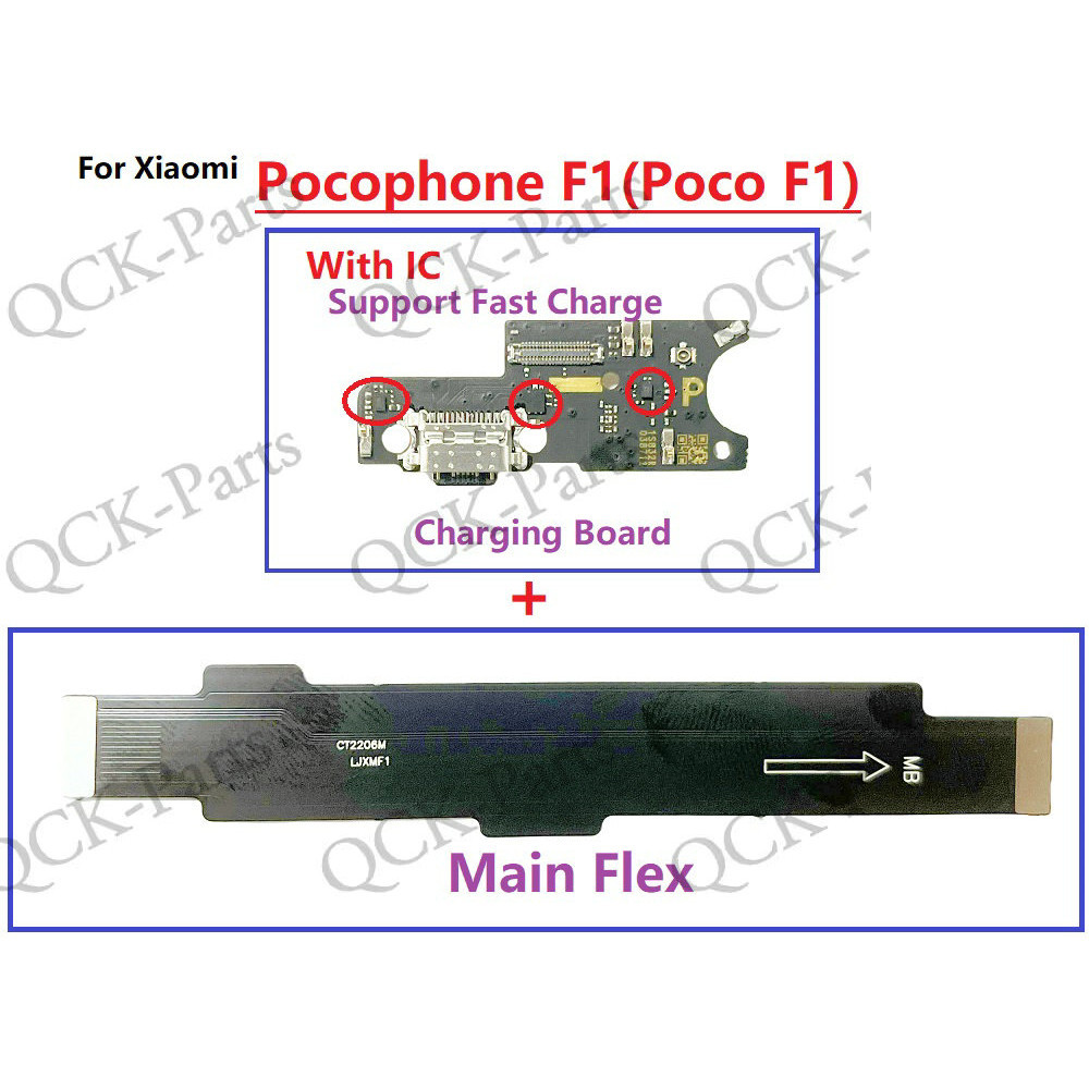 Main Motherboard Flex For Xiaomi Pocophone F1 / Poco F1 (With IC) USB ...