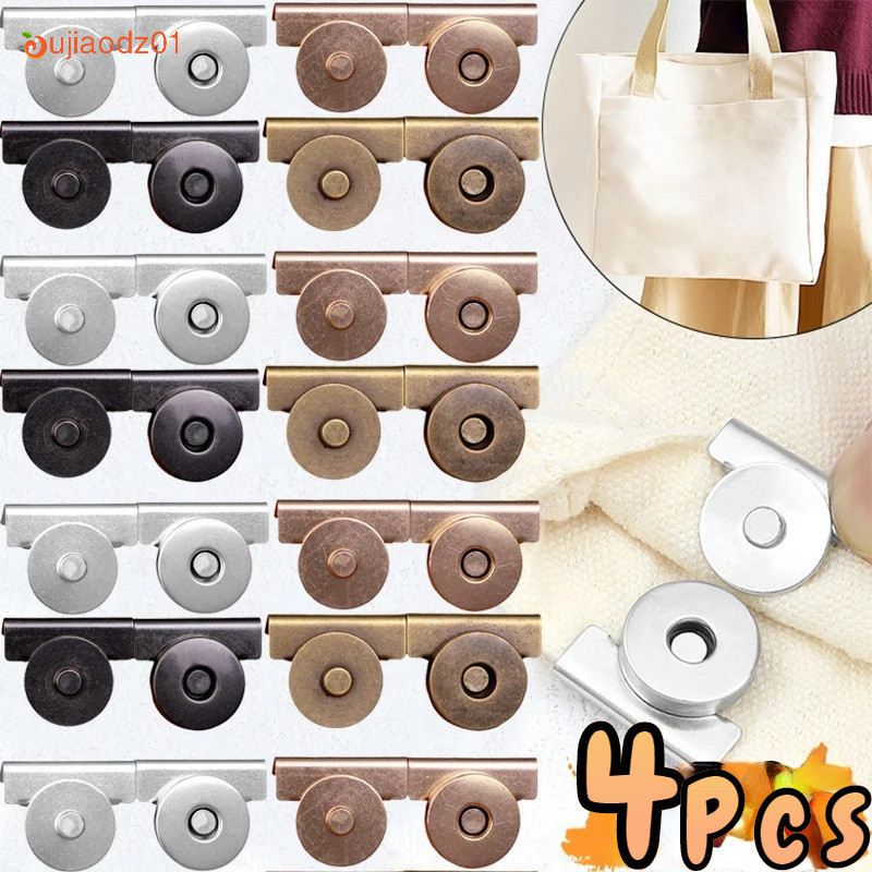 4Pairs DIY Purse Bags No Sewing Magnetic Snap Button Clip Metal Button ...
