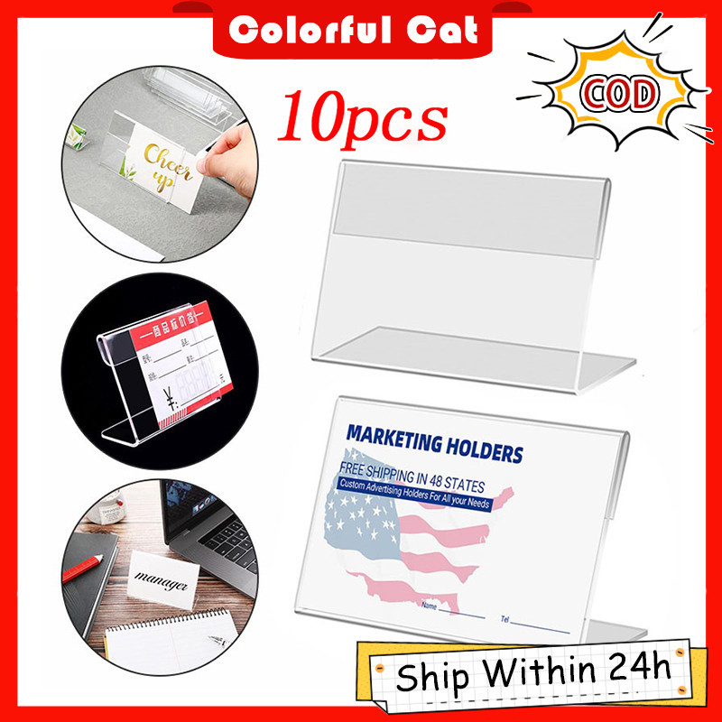 10Pcs Acrylic Sign Label Holder Clear Table Top Name Card Price Tag ...
