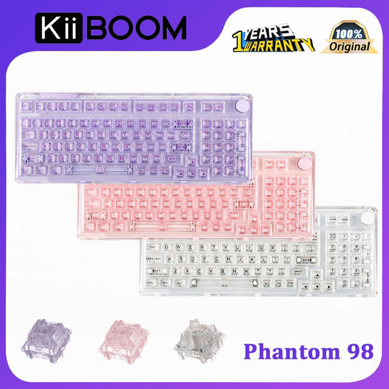 KiiBOOM Phantom98 transparent mechanical keyboard three mode wireless ...