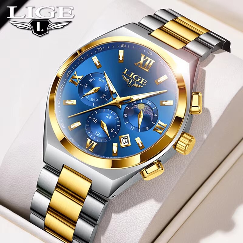 LIGE Official Watch Original Men Business Casual Quartz Wristwatch ...