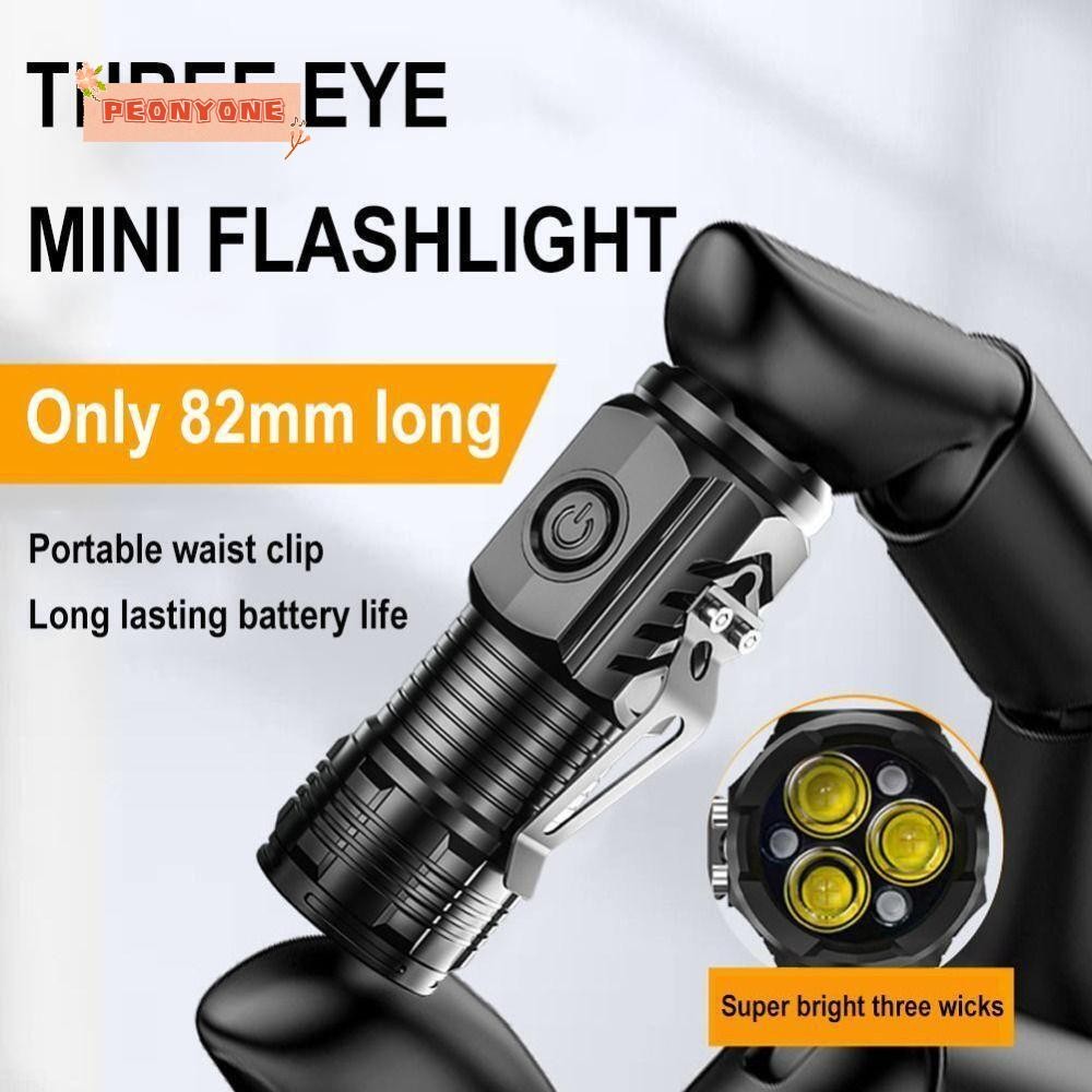 PEONYR Thumb Flashlight, Three Eyed Rechargeable Mini Flashlight, ABS 5 ...
