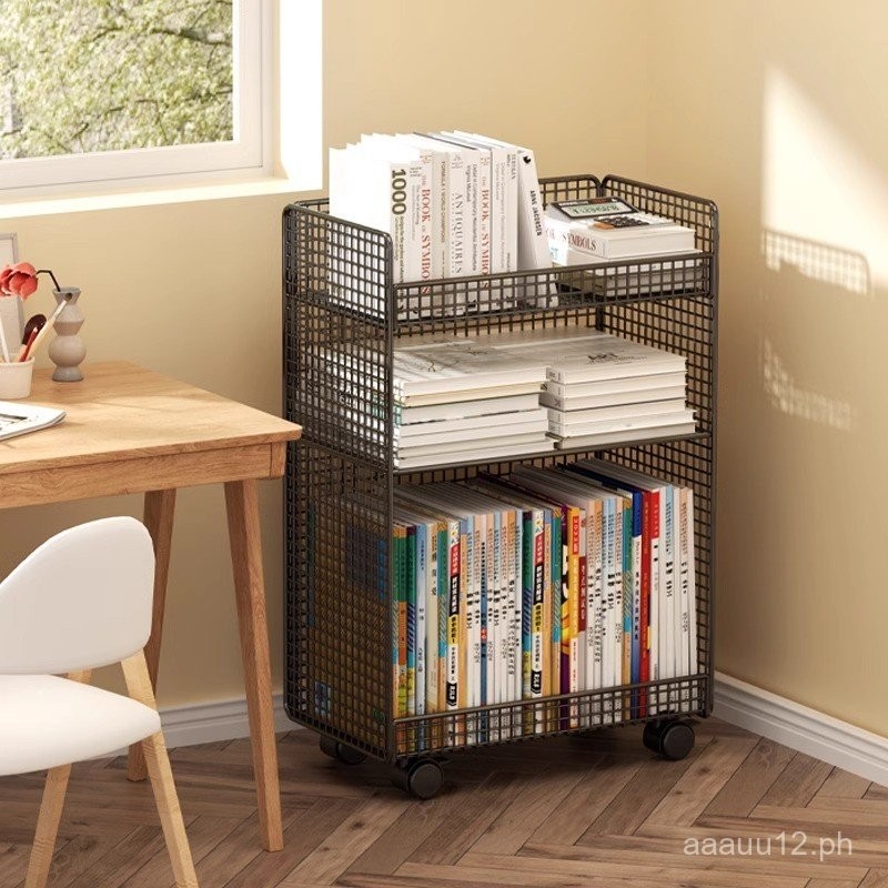 Desk Small Bookshelf Movable Table Storage Rack Trolley Floor Student ...