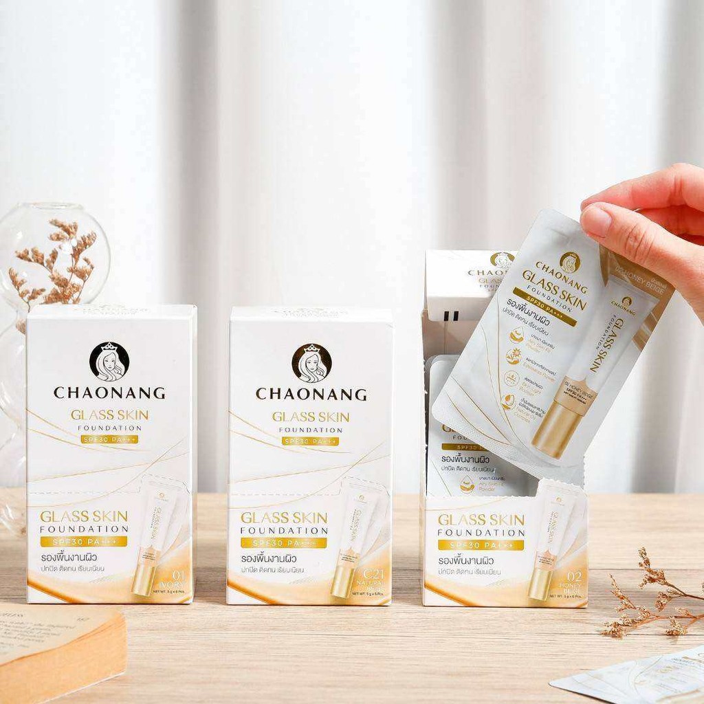 (1 Box 6 Sachets) Foundation Sachet New Formula Chao Nang Glass Skin ...