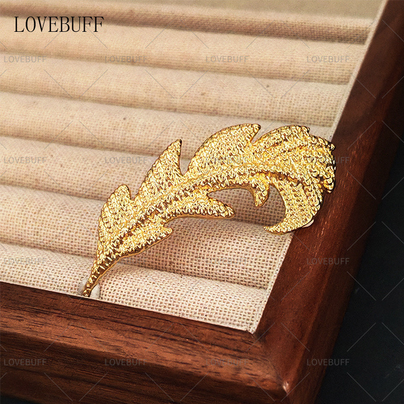 LOVEBUFF Love and Deepspace Feather Brooch Copper 14K Gold Plated Sylus ...