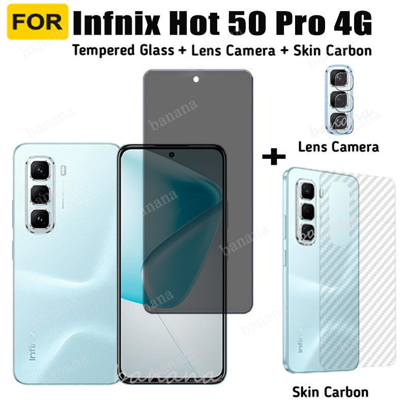 for Infinix Hot 50 Pro Anti-Spy Tempered Glass for Infinix Hot 50i Hot ...