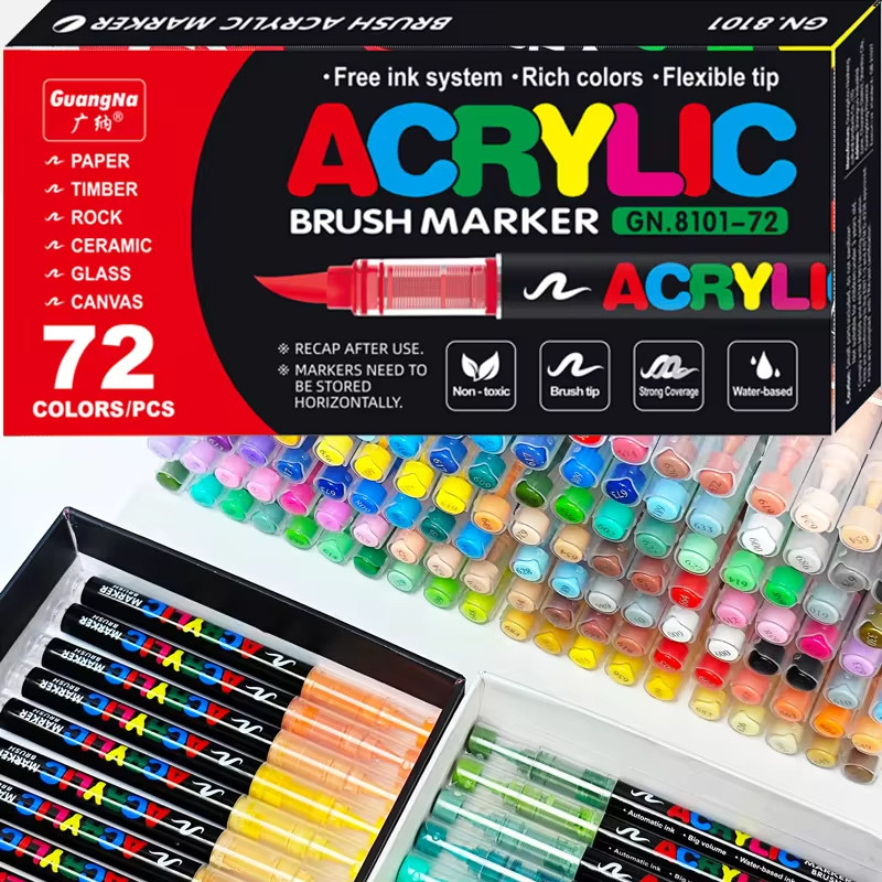 GN8101 168 Colors kits Acrylic Markers soft Brush Tip Pens set Rock ...