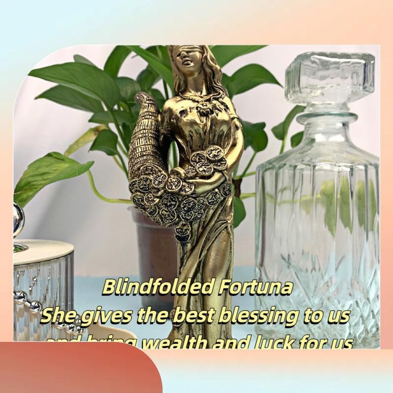 Blindfolded Buena Furtuna Statue Goddess of Fortune Vintage Golden Luck ...