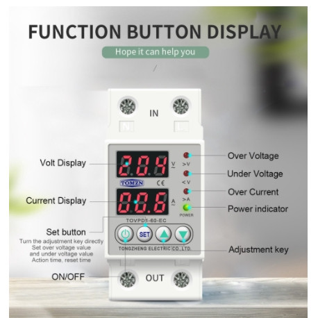 [COD] 40A 63A 230V Adjustable Digital Overvoltage/undervoltage Relay ...