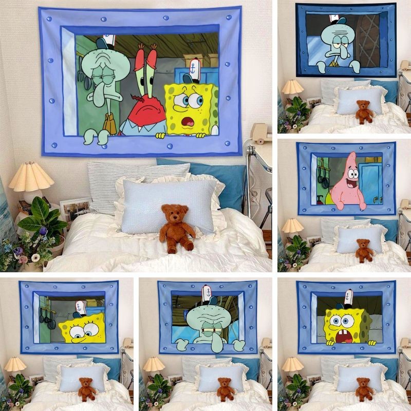 SpongeBob Cartoon Hanging Cloth Tapestry Wall Decor Squidward Creative ...