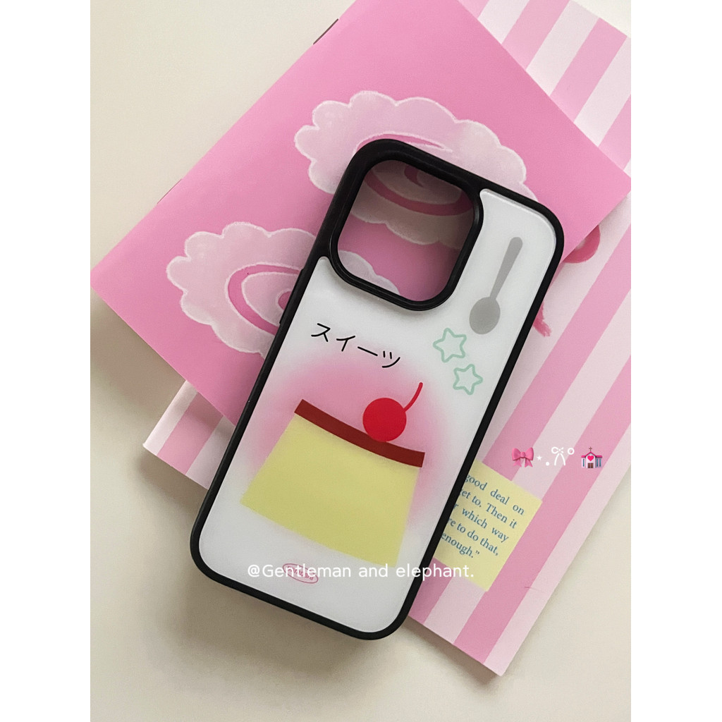 Japanese Style Puff Tea Cherry Caramel Pudding Illustration Suitable ...