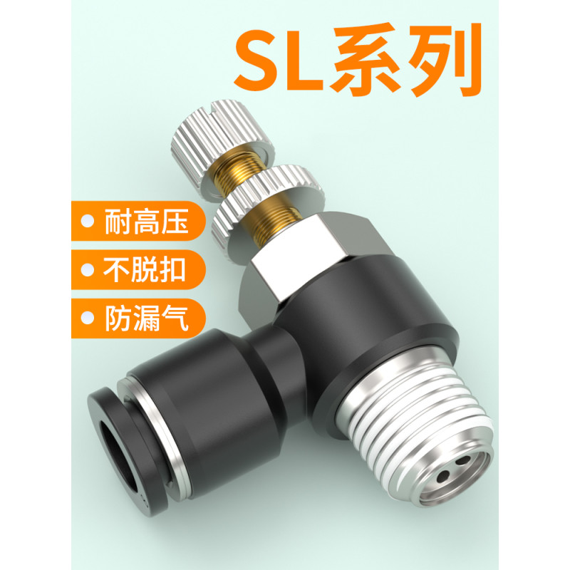 Throttle Valve Pneumatic Adjustable SL4/SL6/SL8/SL10/SL12-M5/01/02/03/04 Air Inlet Regulating ...