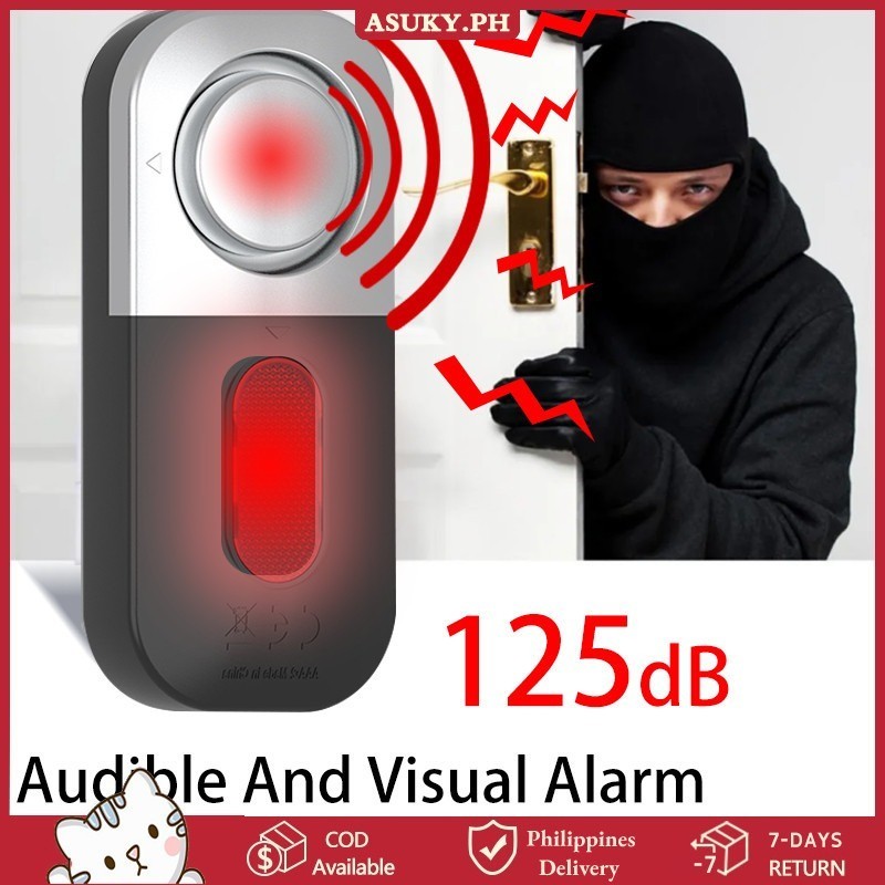 125DB Wireless Door Alarm Anti Thief High Pitched Alarm Sensor System ...