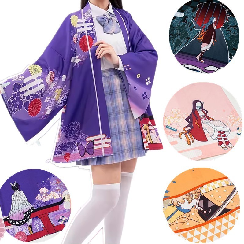 Anime Cosplay Costume Demon Slayer Cloak Kimetsu No Yaiba Haori Kimono ...