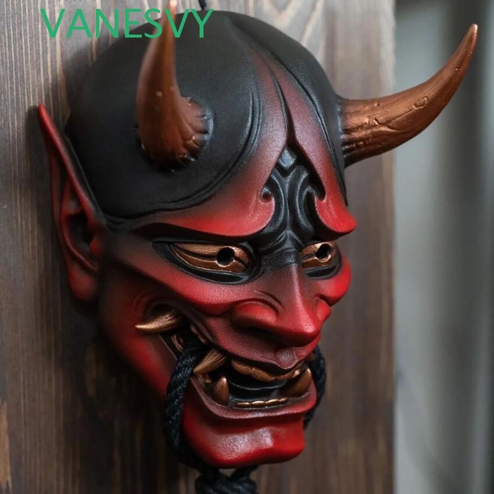 VANESVY Japanese Prajna Latex Mask, With Rope Horns Ghosts Face Prajna ...