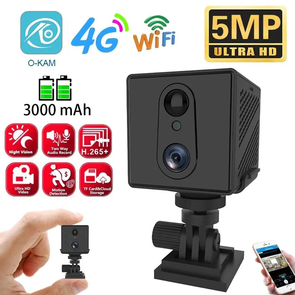 5MP 4G SIM Card Mini Camera CCTV 3000mAh Wireless Smart Home Night ...