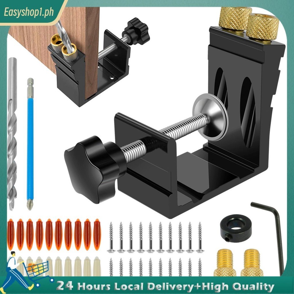 47Pcs Pocket Hole Jig Kit Metal Pocket Screw Jig Drill Guide 15° Angled ...