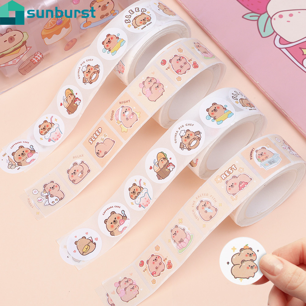300Sheets/Roll Cartoon Capybara Stickers - Gift Sealing Decor Tape ...
