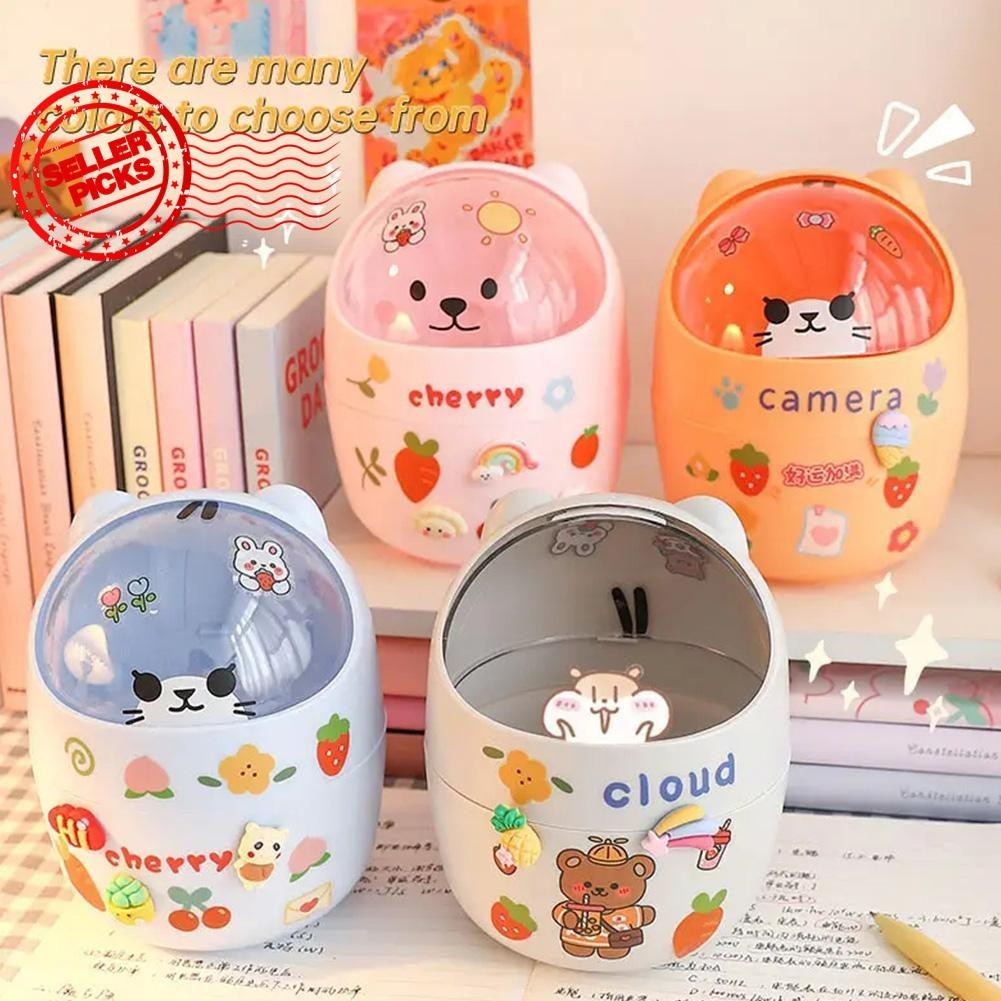 Office Plastic Waste Bin Cute Mini Bear Trash Bin Student Desk ...