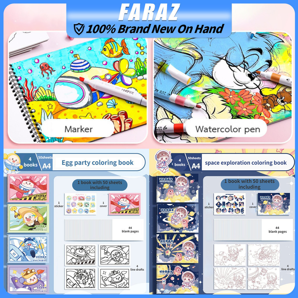 Cartoon Kid's Picture Book Art Blank Painting Book A4 Coloring Fill ...