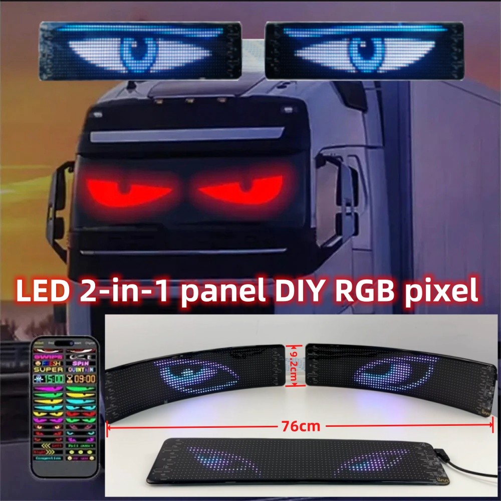 LED 2-in-1 panel DIY RGB pixel graffiti scrolling text board car ...