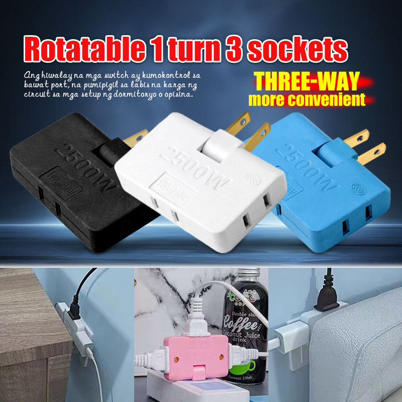 Rotating Wall Socket 3 In 1 Extension Power Adapter | Shopee Philippines