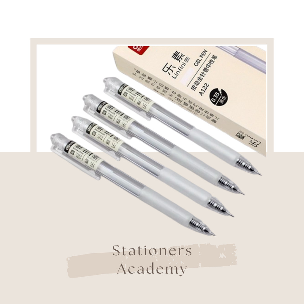 DELI A122 Retractable Gel Pen 0.35mm Black (per pc) | Shopee Philippines